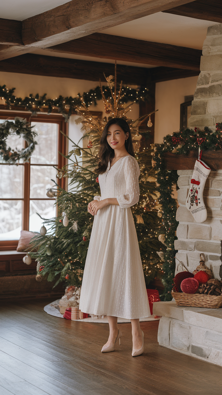 24 Casual Elegant White Christmas Dresses for Every Occasion ...